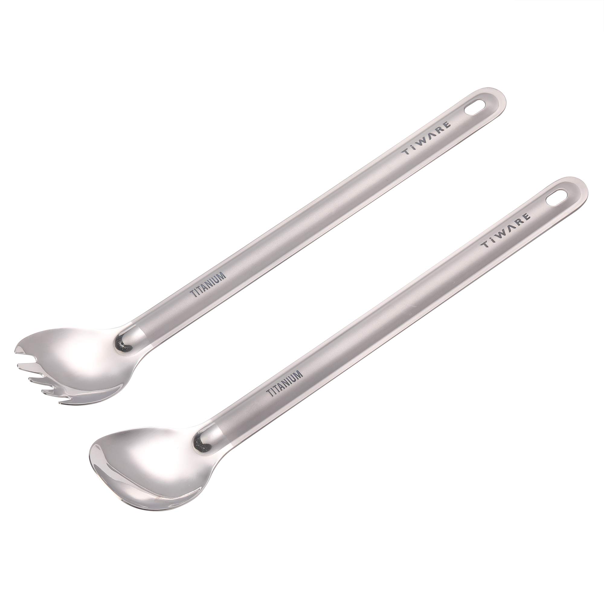 Amazon.com: Lot of 2 Titanium Long Handle Spoon & Spork (2 in 1 spoon ...