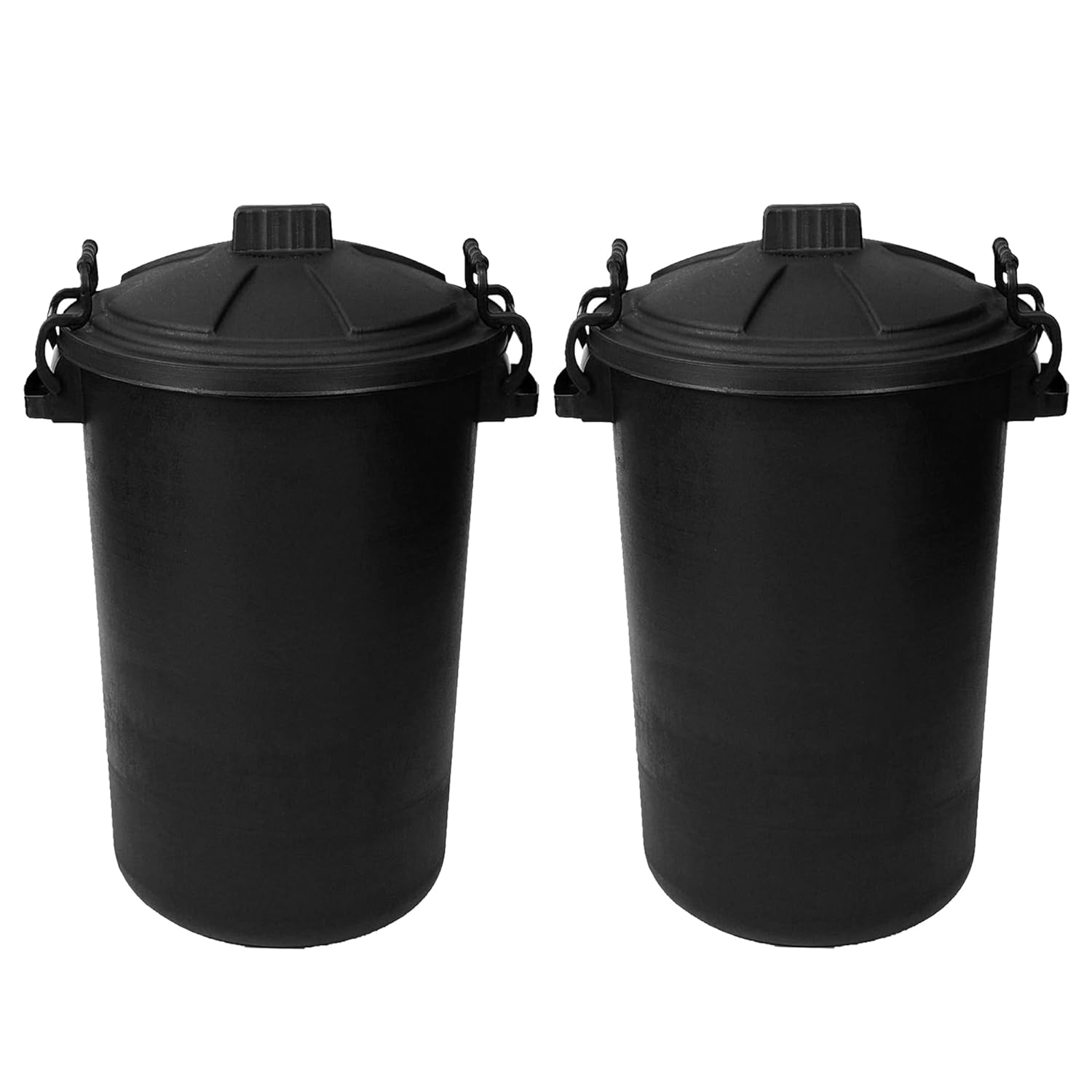 (Set Of 2) 80L Black Extra Large Heavy Duty Dustbin with Lockable Lid ...