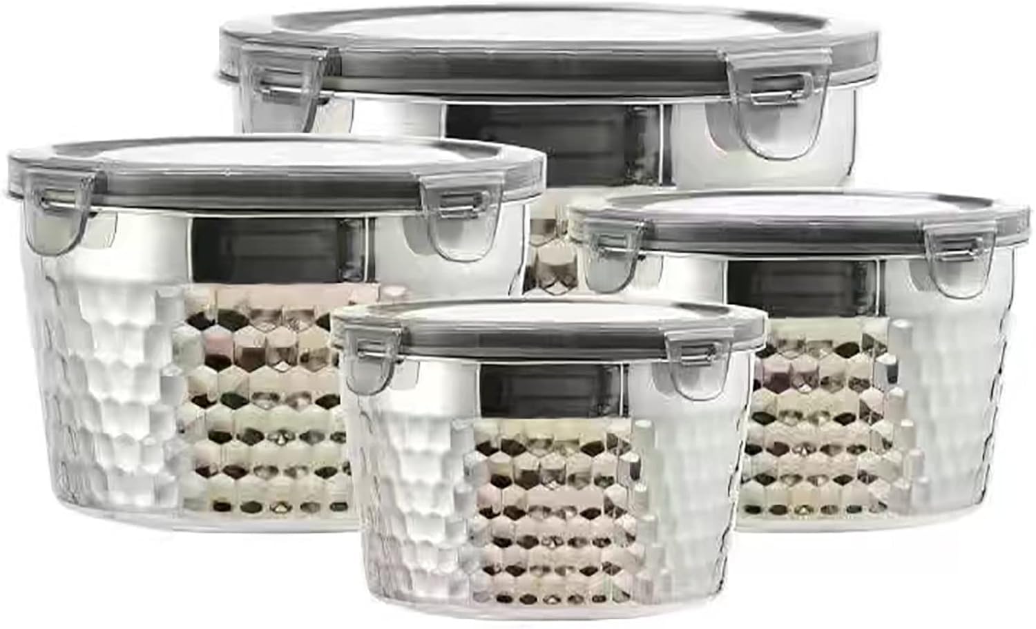 Amazon.com: 4 Pieces of Round 304 Stainless Steel Food Storage ...