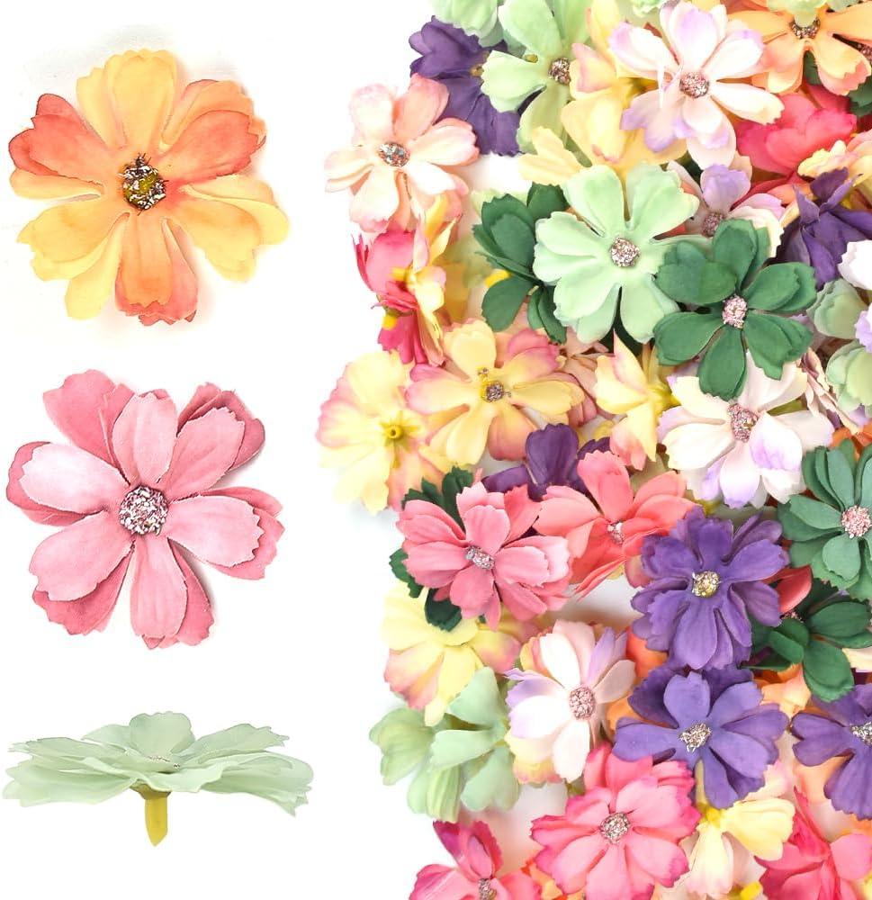 Juvale 60 Pack Silk Artificial Flower Heads for Bridal Shower ...