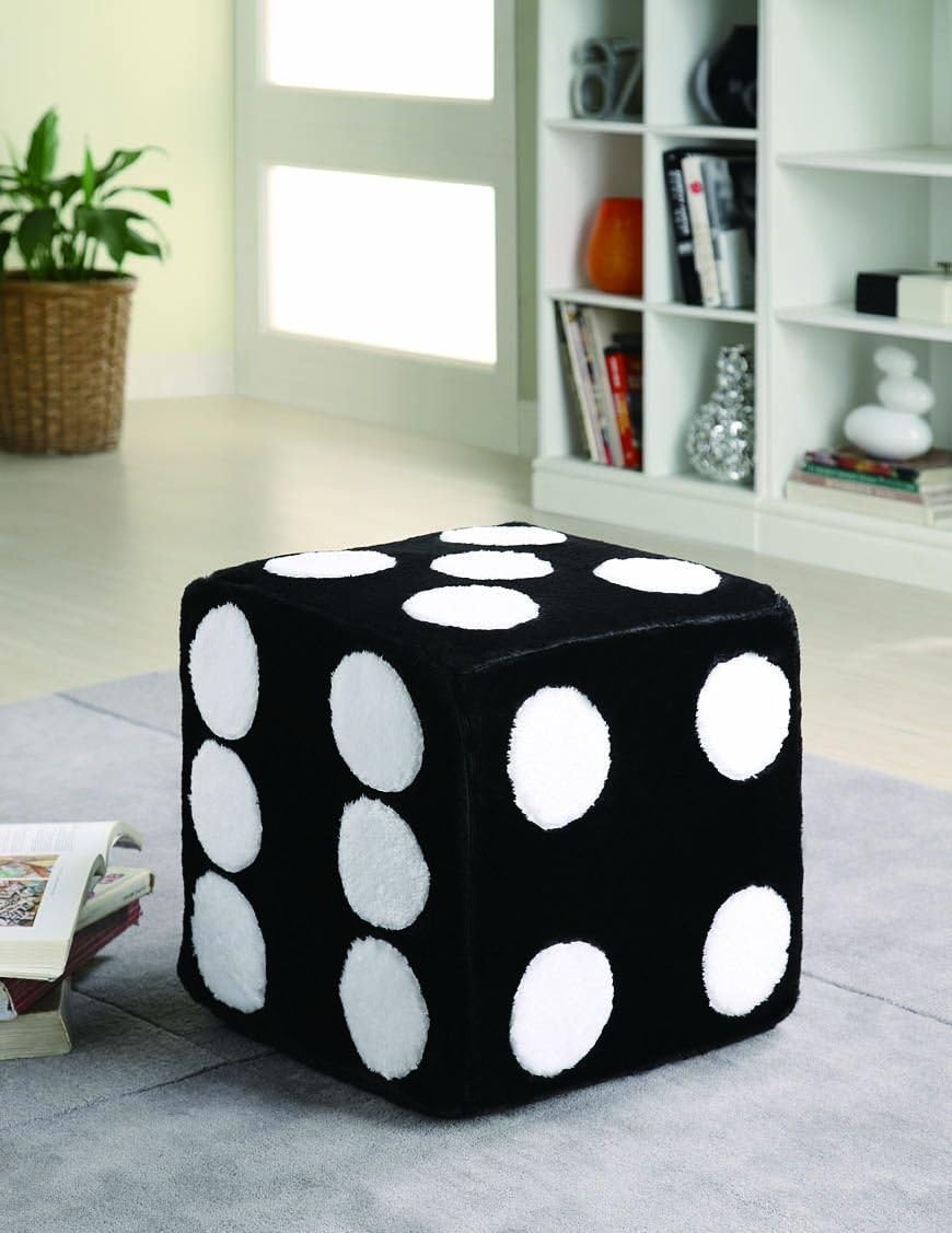 Amazon.com: Ottoman with Dice Motif in Black and White Fabric : Home ...