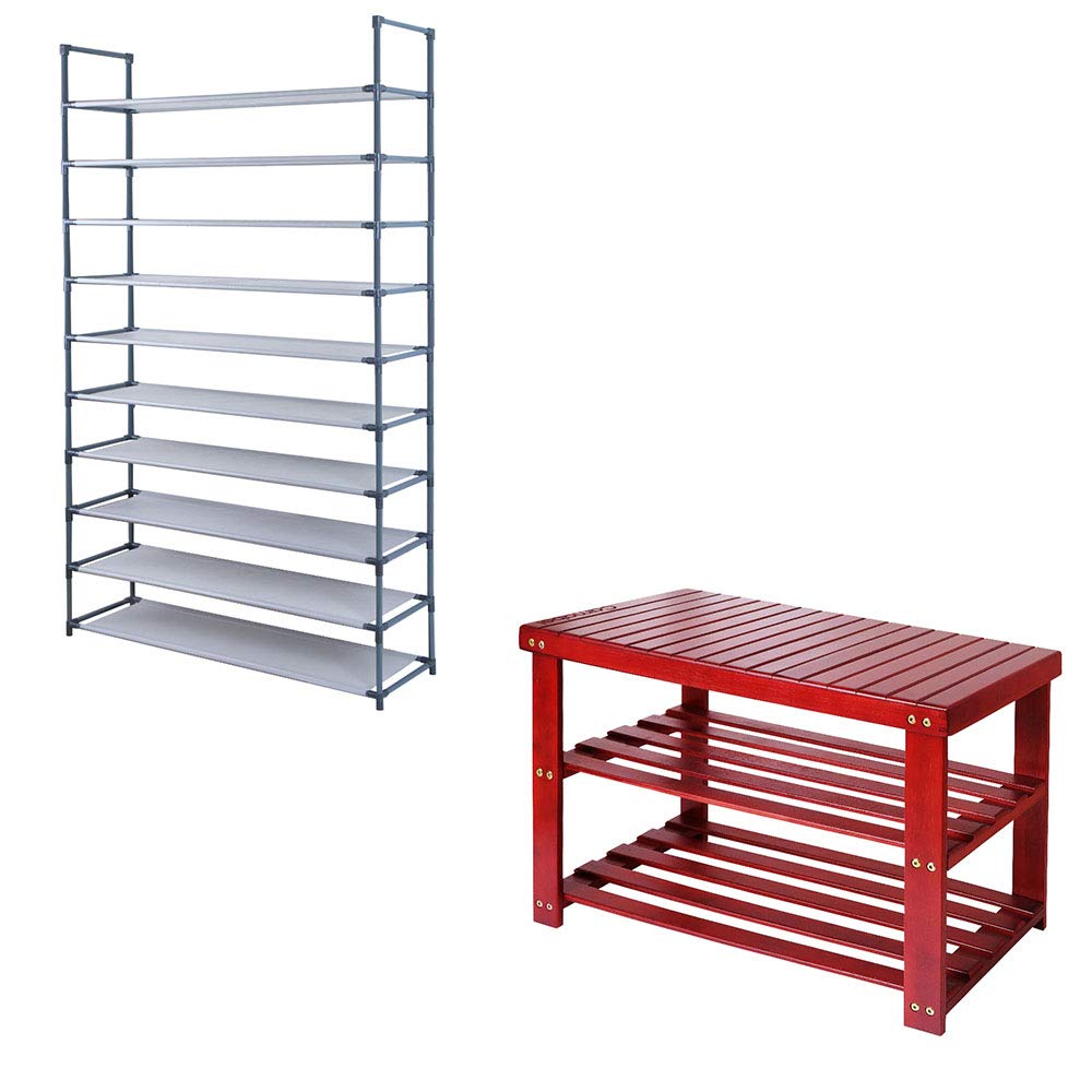 Buy Camabel 10 Tiers Shoe Rack Stackable Bundle Shoe Rack Bench 3-Tier ...