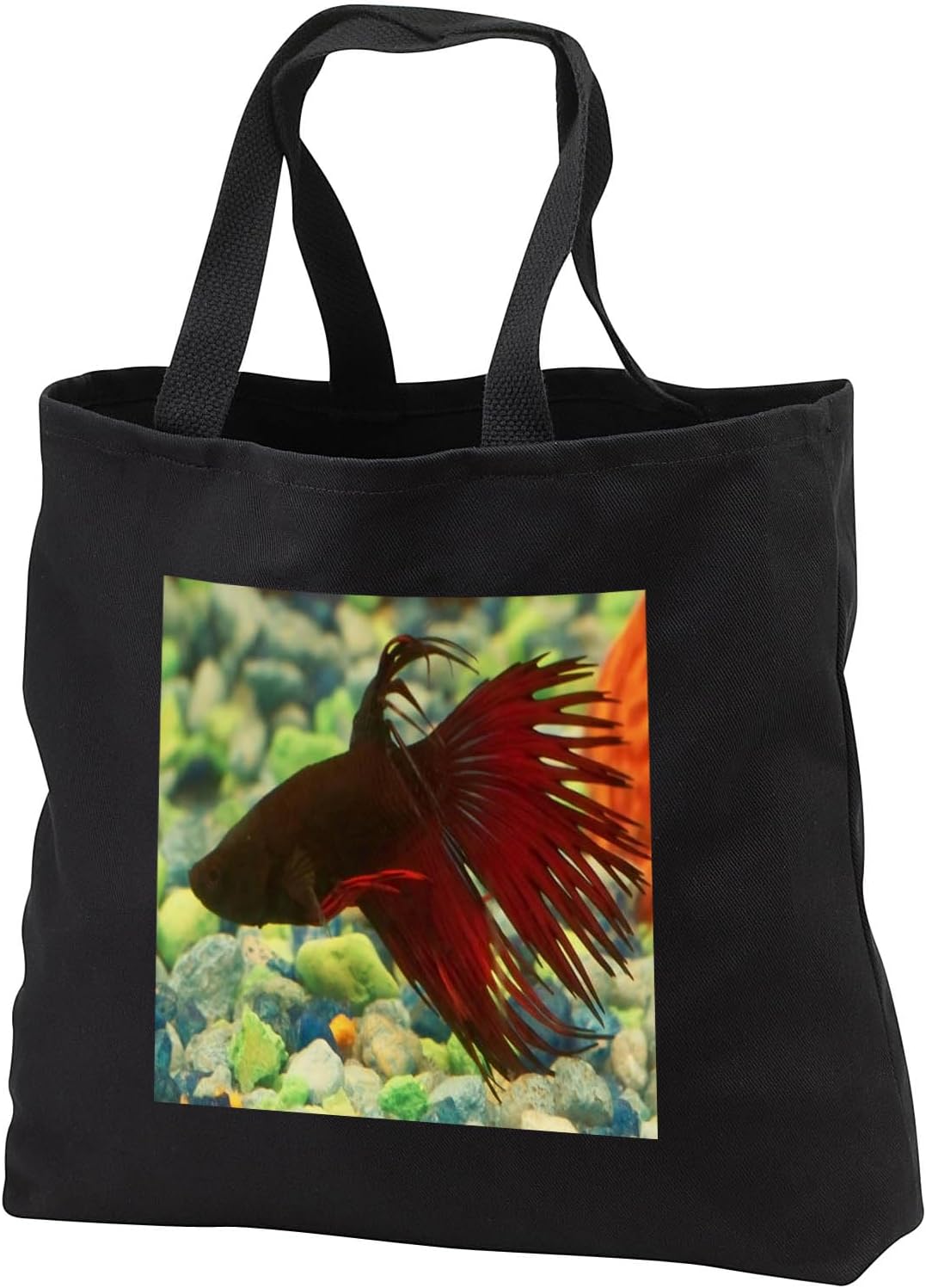 Amazon.com: 3dRose Betta Fish Black Tote Bag 14w x 14h x 3d : Home ...