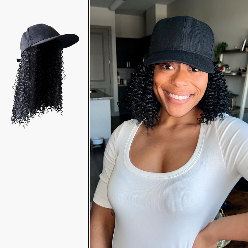 Amazon.com : The Lazy Hat Black Owned Satin Lined Adjustable Hat Wig ...