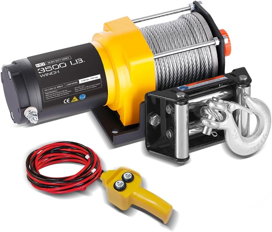 Amazon.com: Rock-Hulk Electric 12V 3500lb Single Line Waterproof Winch ...