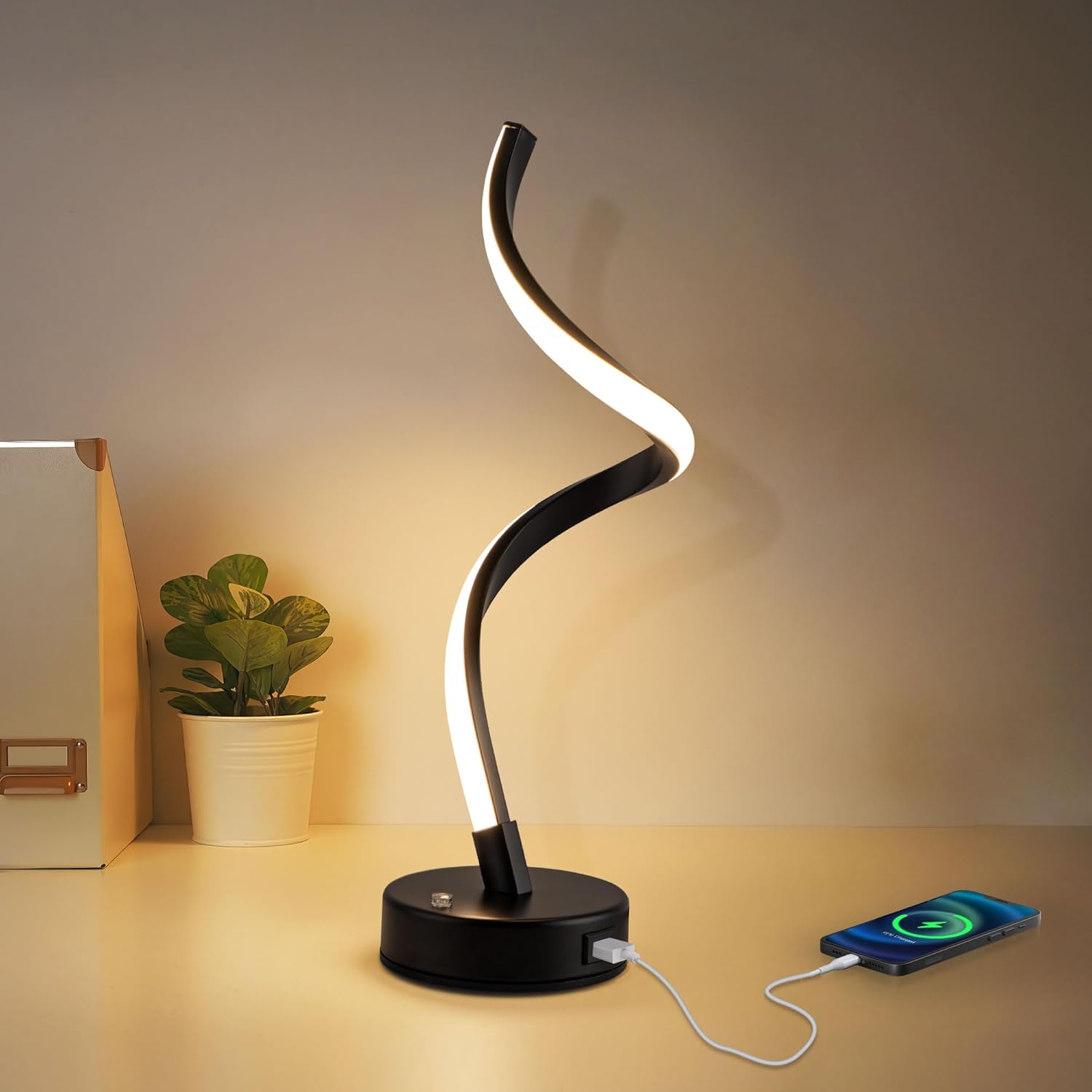 Adebime Spiral LED Touch Lamp - Adjustable Brightness Table Light for ...