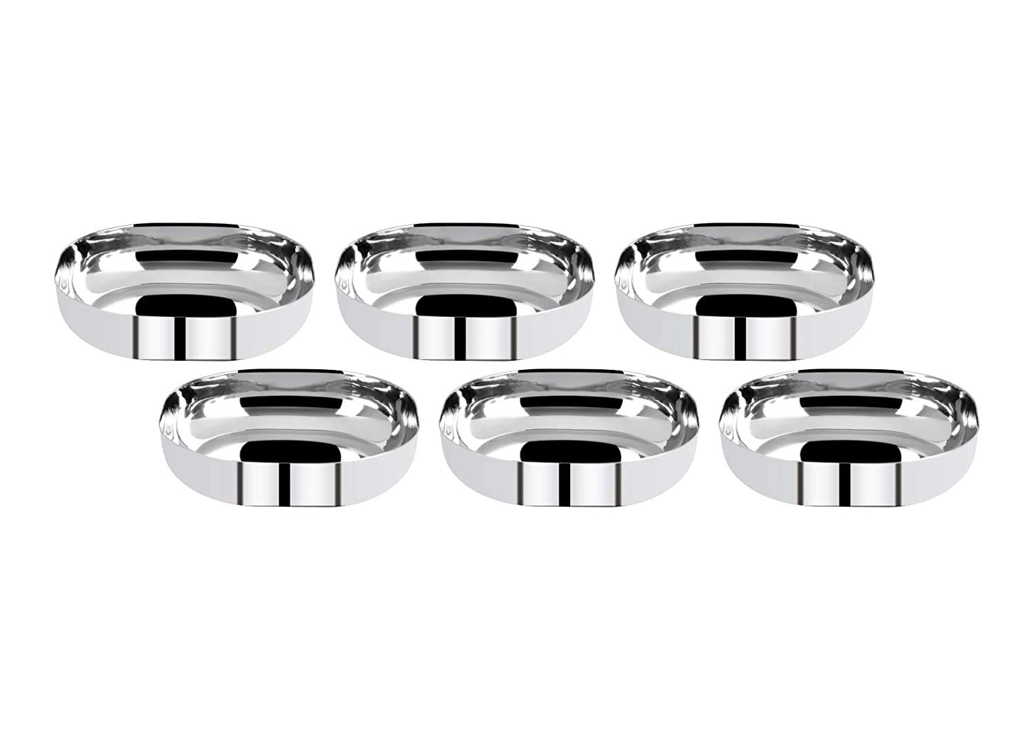Buy Ratna Stainless Steel Square Deep Halwa Dessert Plate, 5.5 Inch, 6 ...