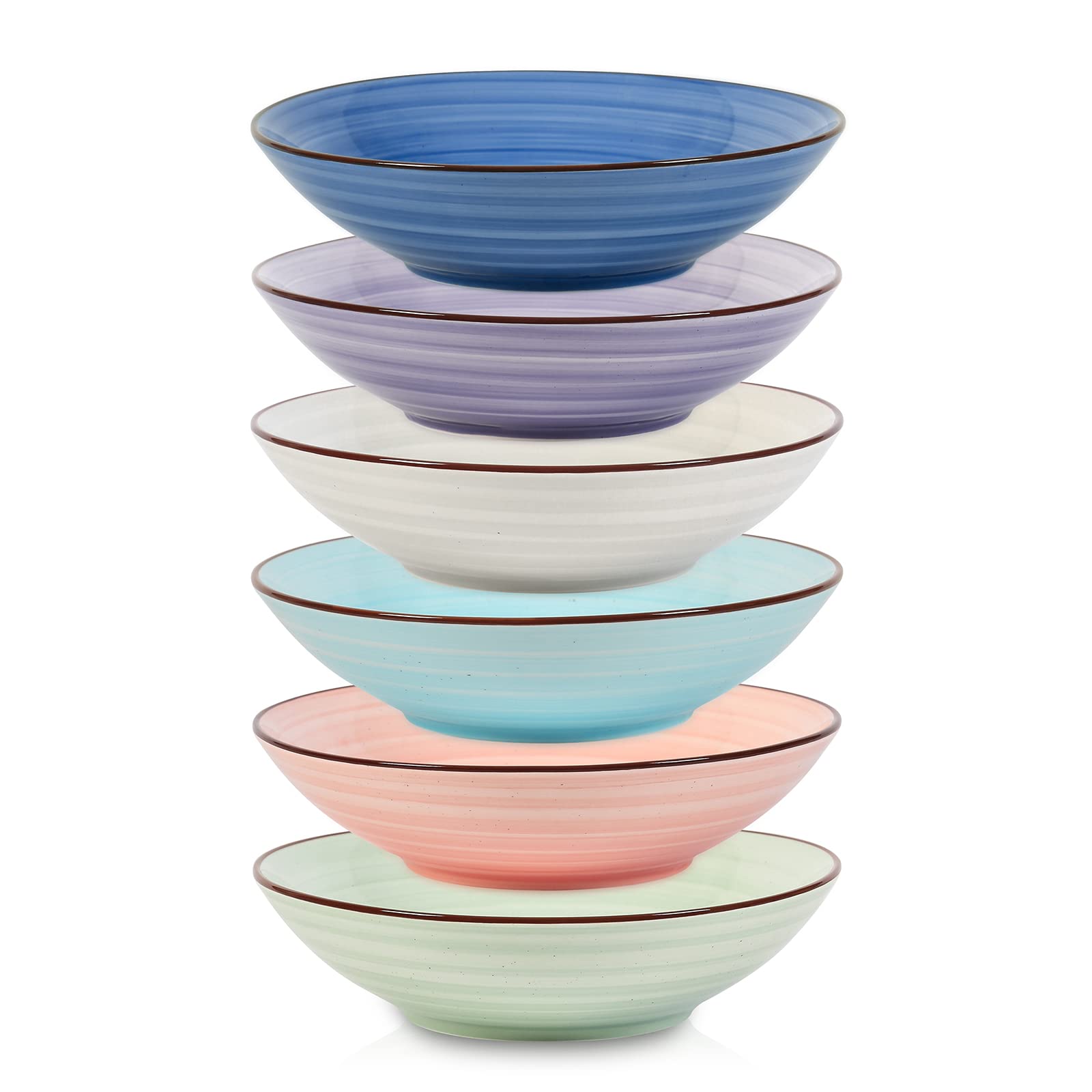 Snapklik.com : Porcelain 30oz Pasta Bowls Set Of 6, Bowl Plates, 8 Inch ...