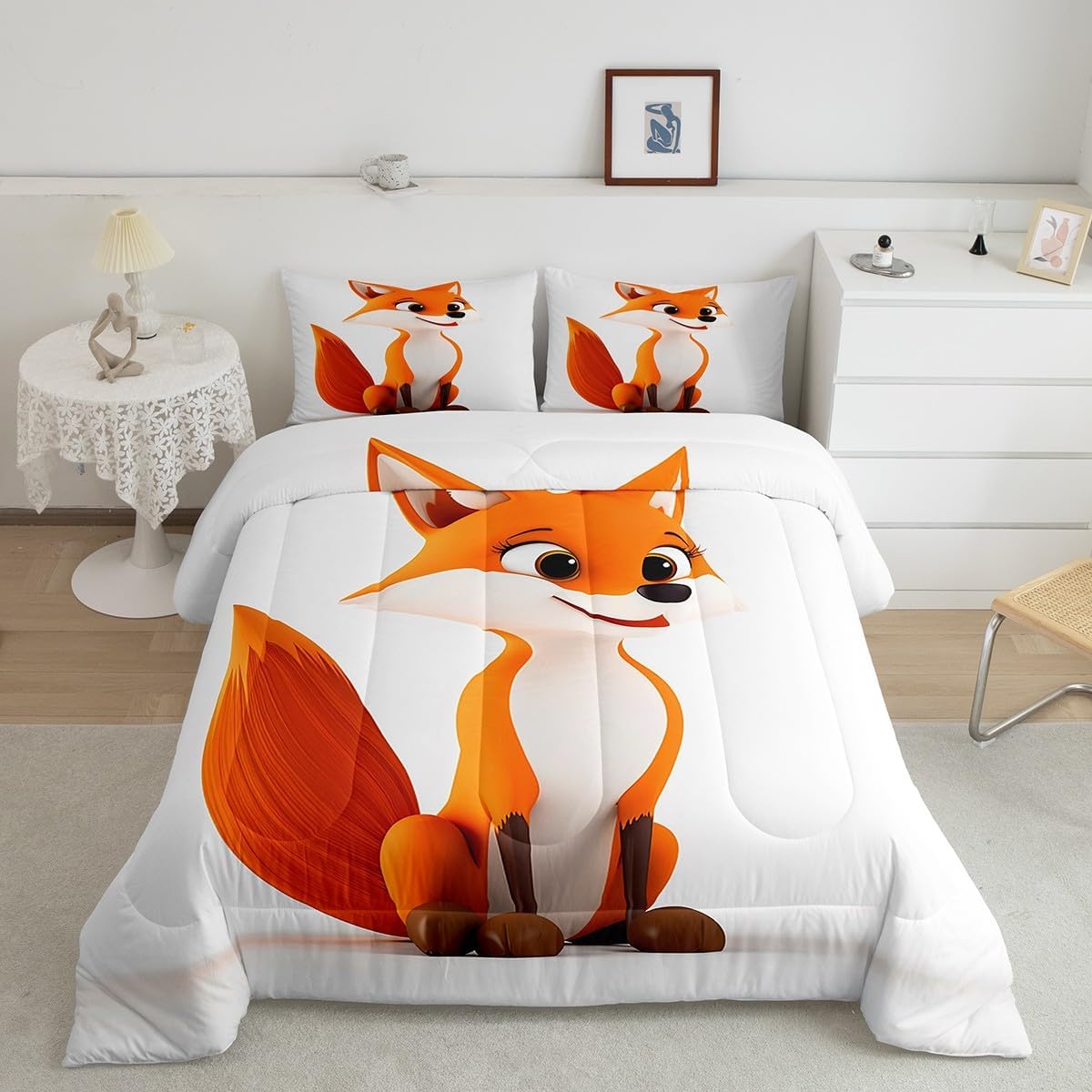 Feelyou Kids Cartoon Fox Comforter Twin Size, Cute Fox Print Bedding ...