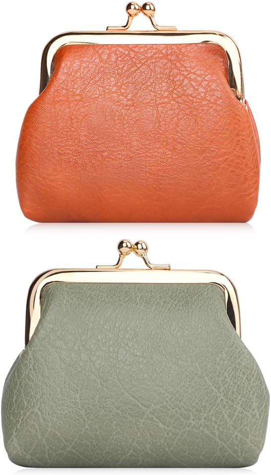 Amazon.com: Oyachic 2 Pcs Leather Coin Purse,Vintage Change Purse for ...