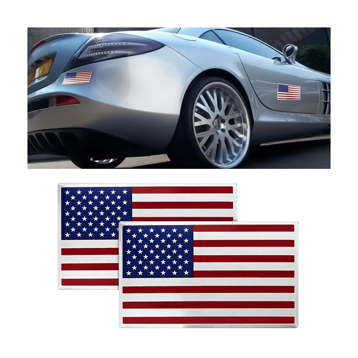 Usa American Flag Car Bumper Decals In Our America Red, White & Blue