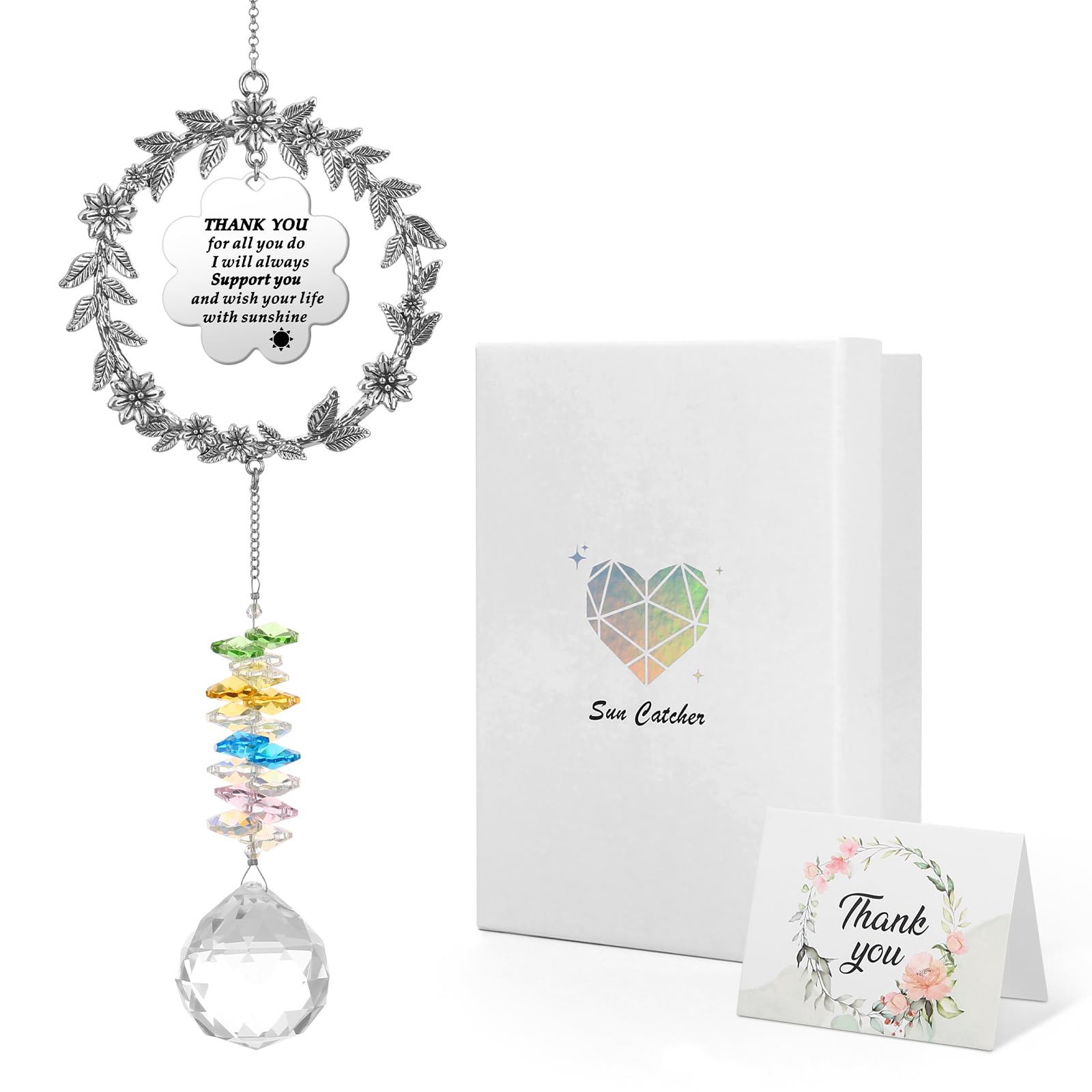 Thank You Gifts for Women Men, Sun Catcher Gift with Engraved Grateful ...