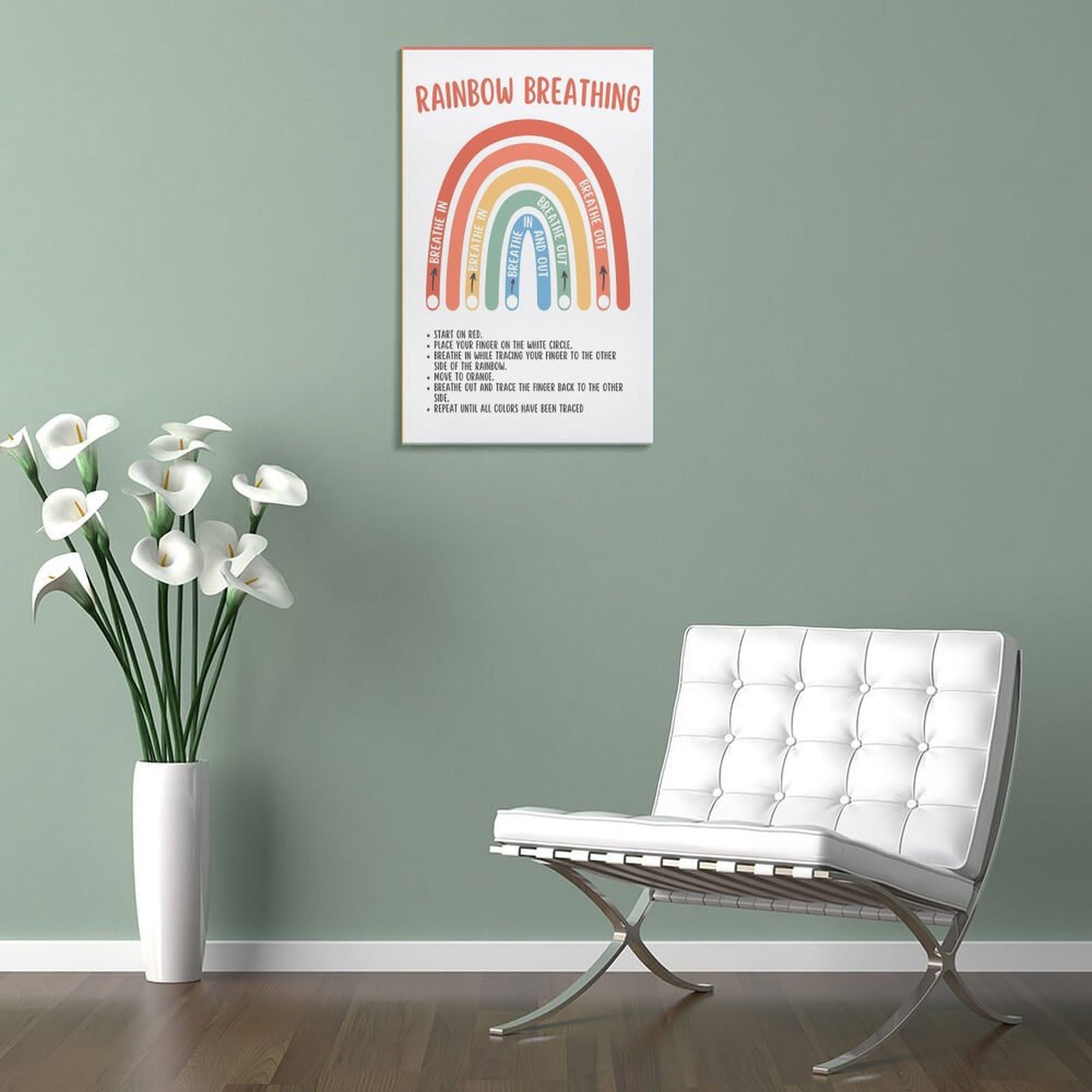Calm Down Corner Bulletin Board Rainbow Breathing Poster, Mindfulness ...