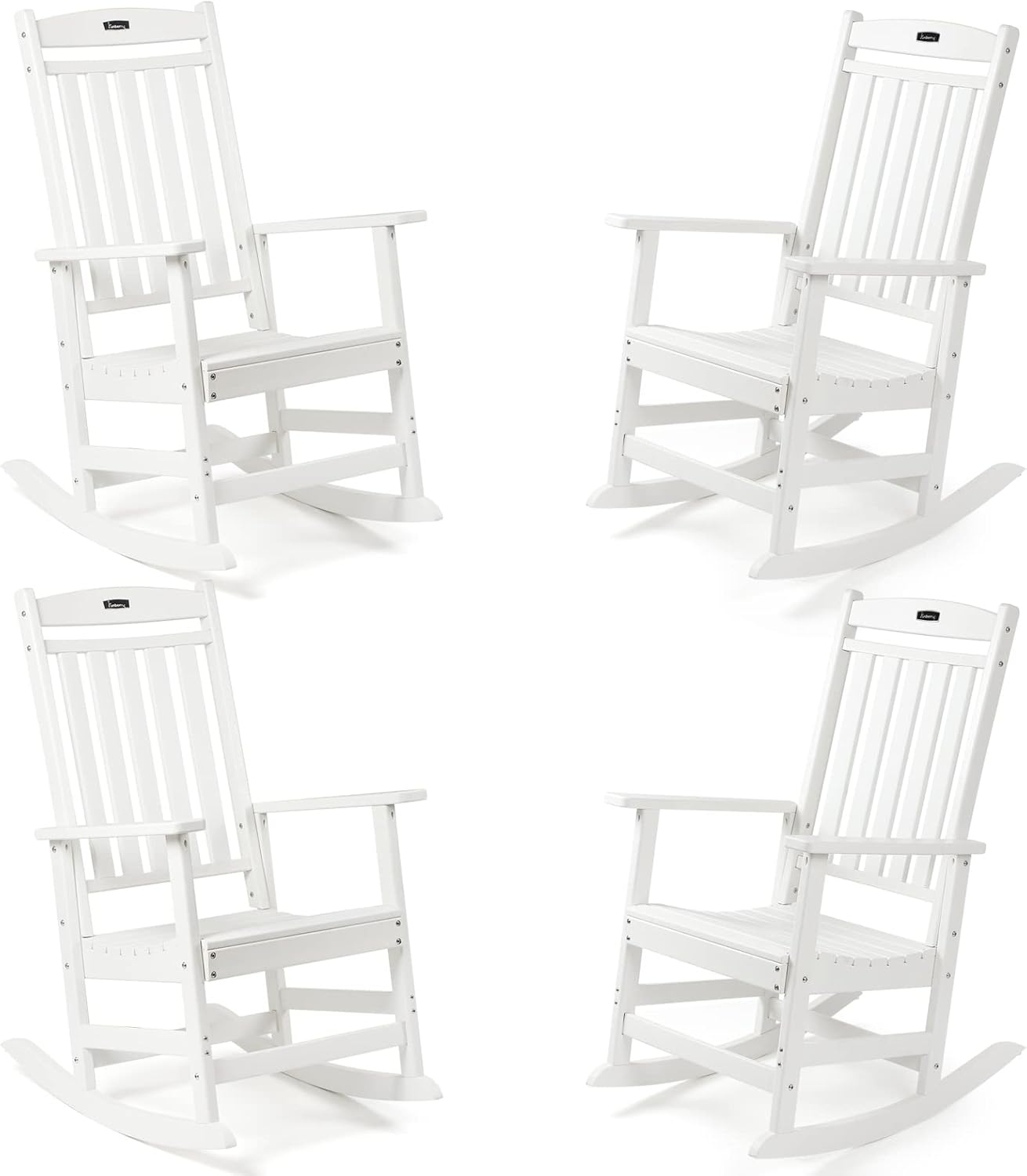 Amazon.com: FUNBERRY Outdoor Rocking Chairs Set of 4, HDPE All Weather ...