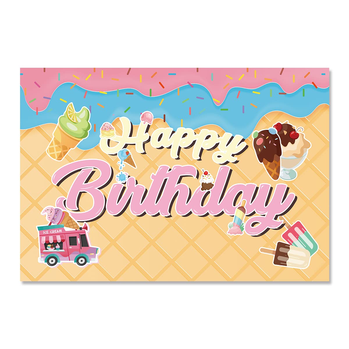 Buy Ice Cream Birthday Backdrop Decoration,Ice Cream Party Banner,Ice ...