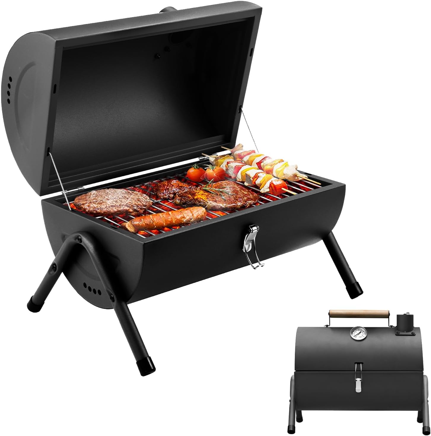 Camping Portable BBQ Barbecue Grill Outdoor Compact Smoker Small Oil ...