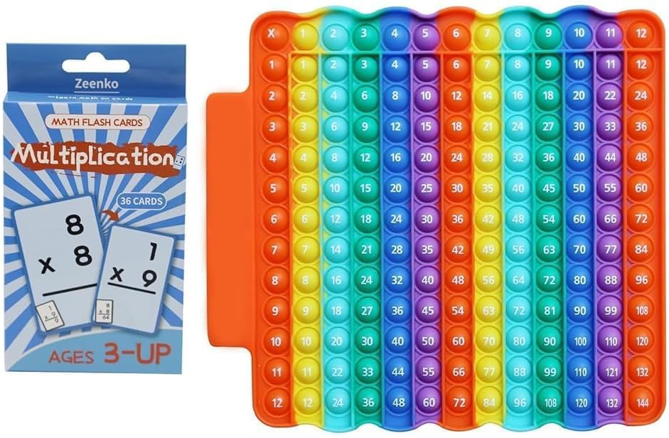 Multiplication Pop it 12x12, Times Table Toys with Math Flash Cards ...