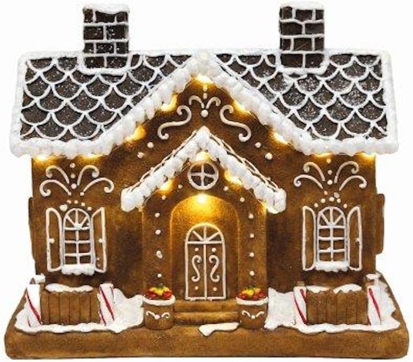 Straits Large Christmas Warm White LED Light Up Gingerbread House 25cm ...