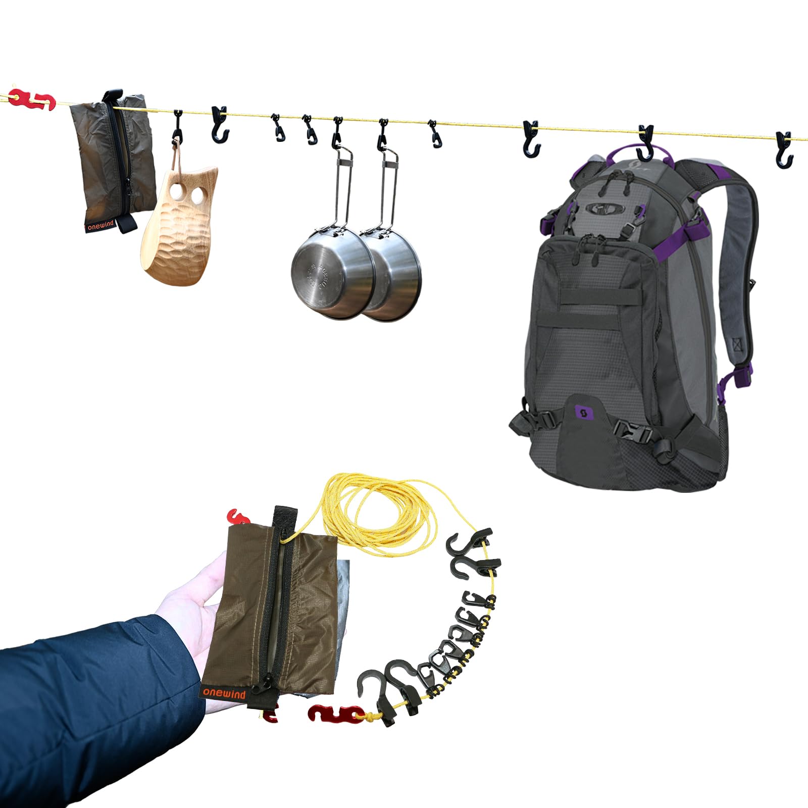 Amazon.com: onewind Campsite Storage Line, 6m/19ft Camping Clothesline ...