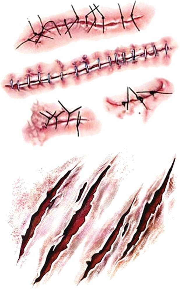 Amazon.com : 10 Sheets 3D Body Face Scar Realistic Fake Bloody Wound ...