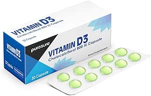 Vitamin D3 800 IU - 30 Capsules - High Potency, Easy to Swallow Pure Vitamin D Softgel Capsules ...