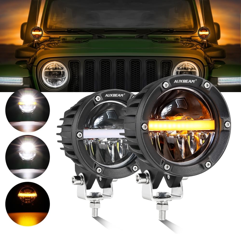 Auxbeam 4 Inch Round LED Offroad Lights 2PCS, 110W Round LED Pods ...