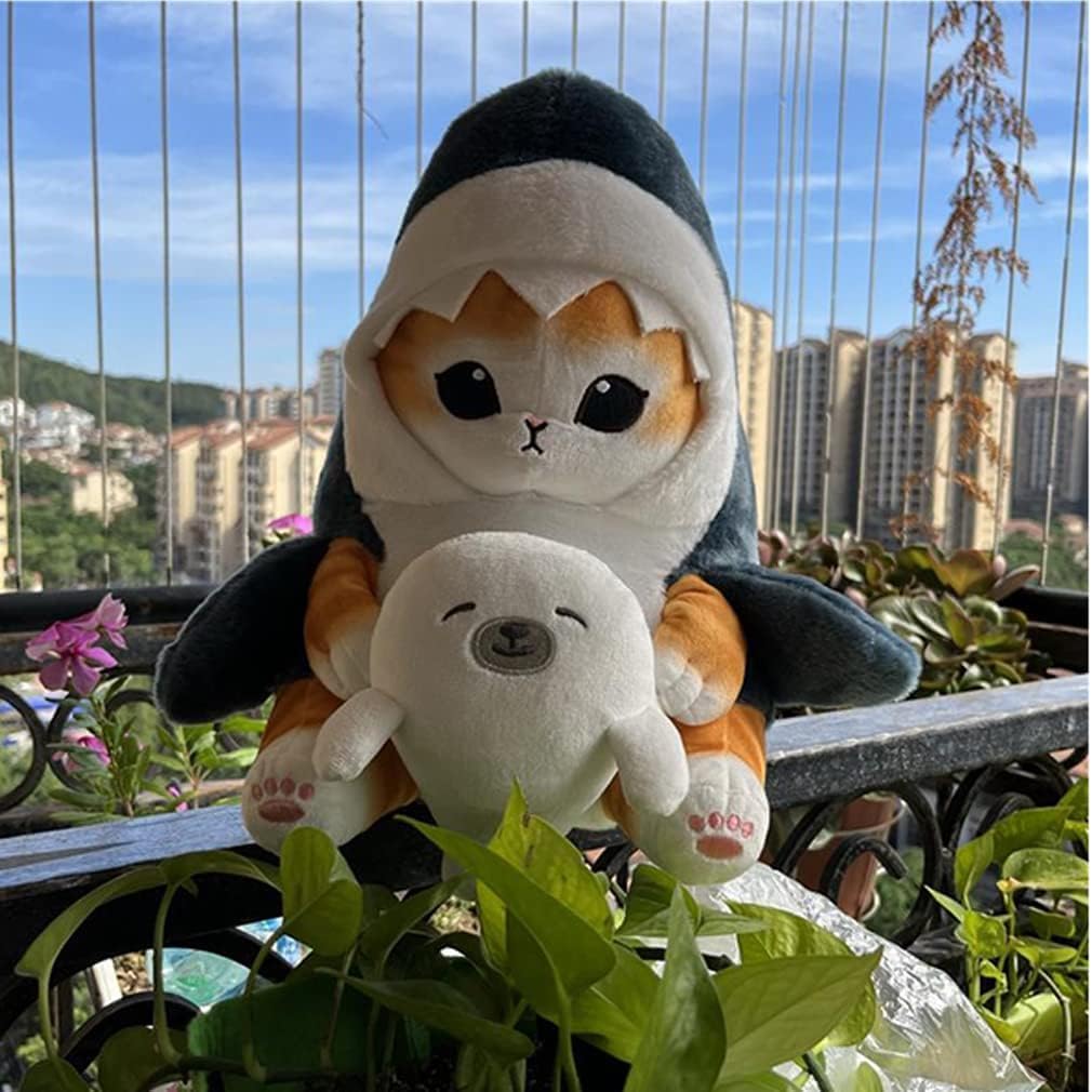 MOFUSAN Lindo juguete de peluche de gato de tiburón de 7 pulgadas ...