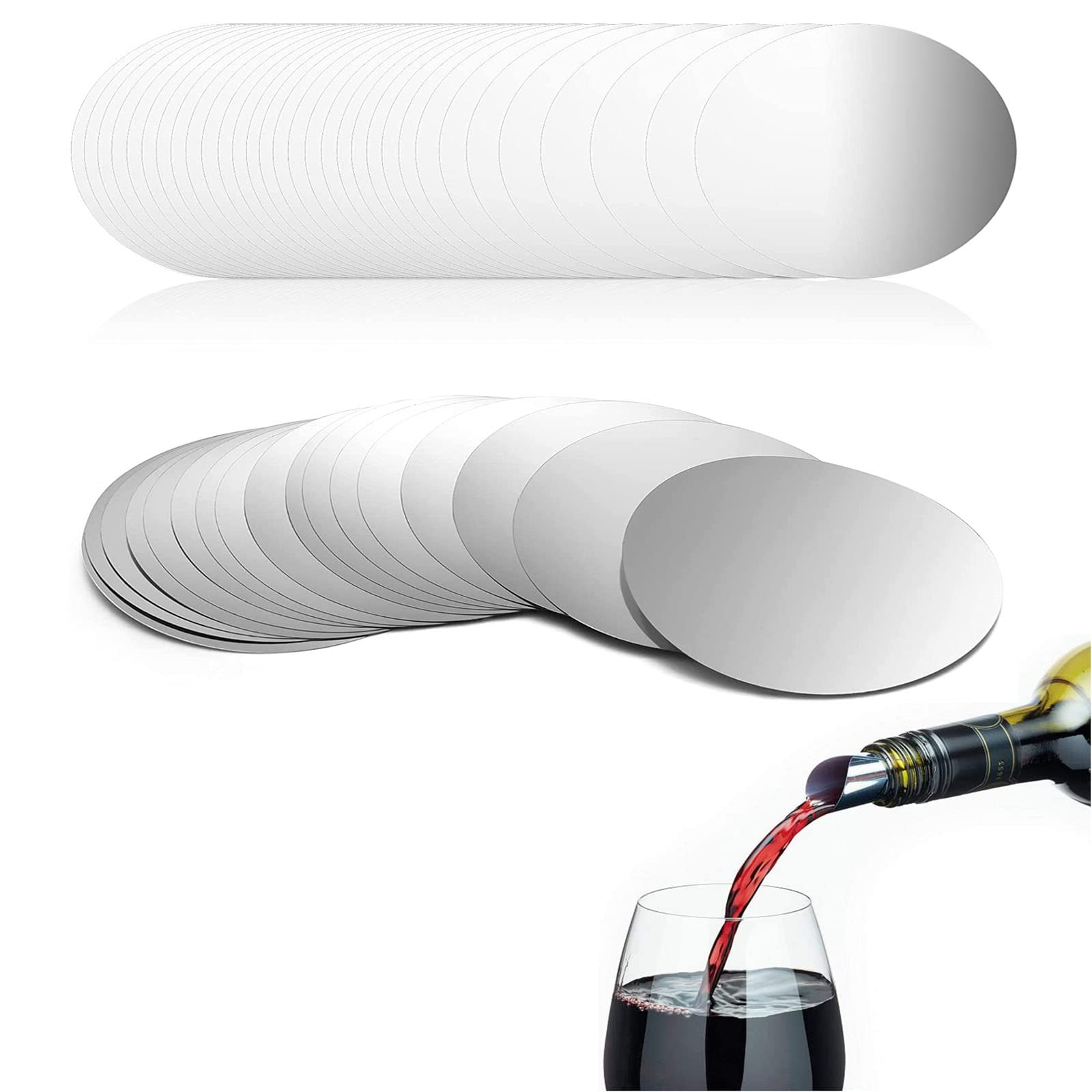 Chargenyang 100 Packs Wine Pour Disc Drop Stop Pour Spout Cards - Thin ...