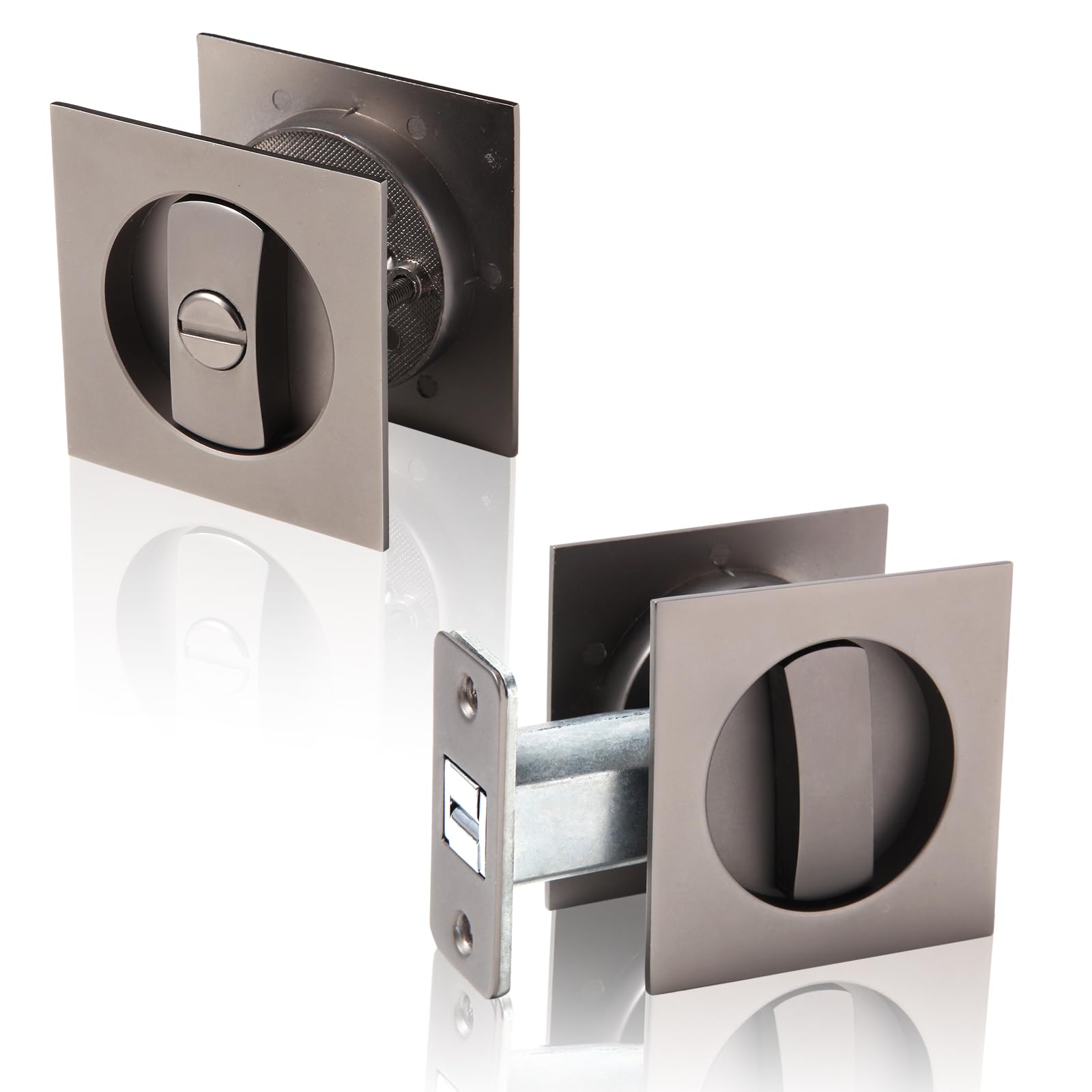 Matte Black Pocket Door Lock - Contemporary Privacy Square Pocket Door ...