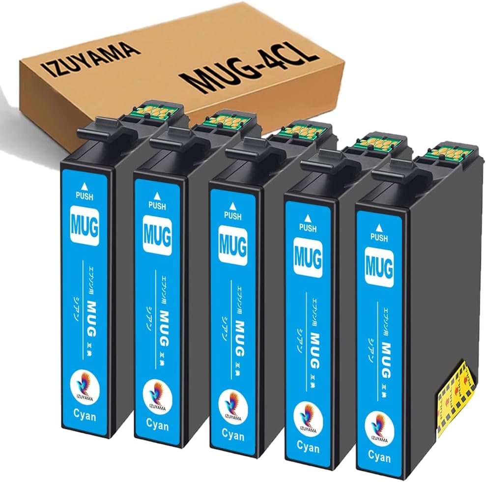 Amazon.co.jp: エプソン(Epson)用 MUG-4CL 互換インクカートリッジ【MUG-C シアン 5本セット】MUG 汎用インク 対応:EW-452A EW-052A ...