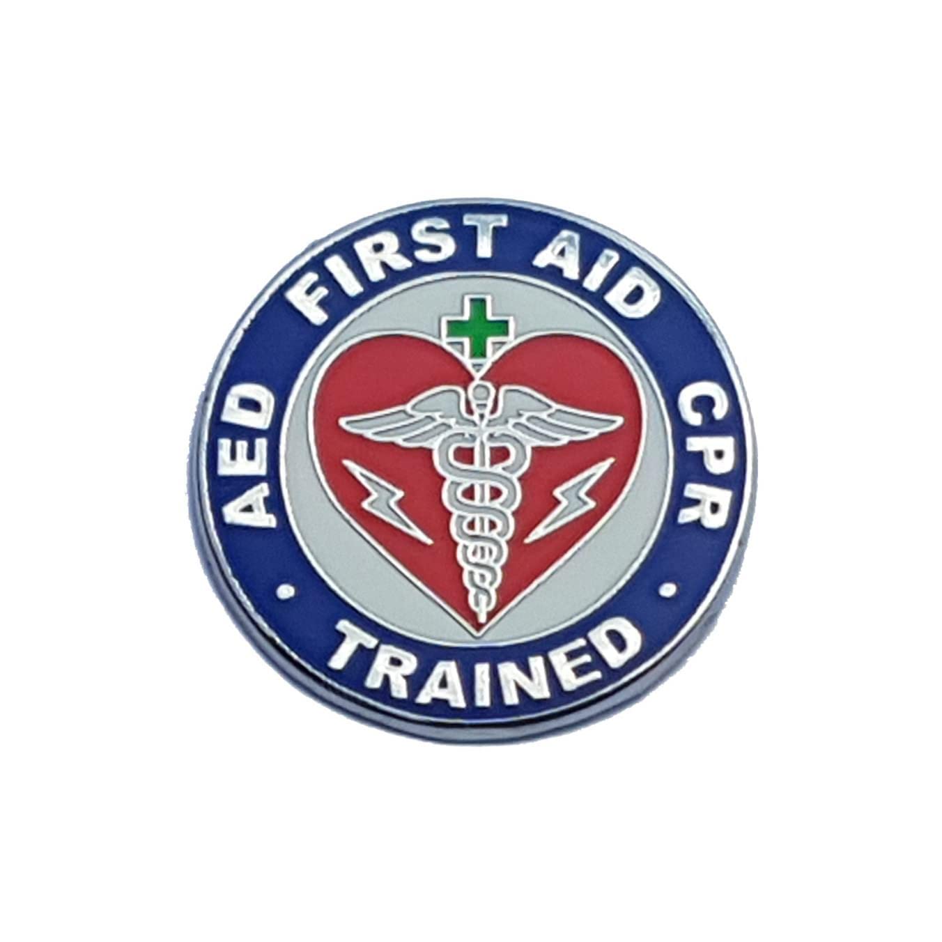 Amazon.com: AED First Aid CPR Trained Lapel Pin Qualified Work Health ...