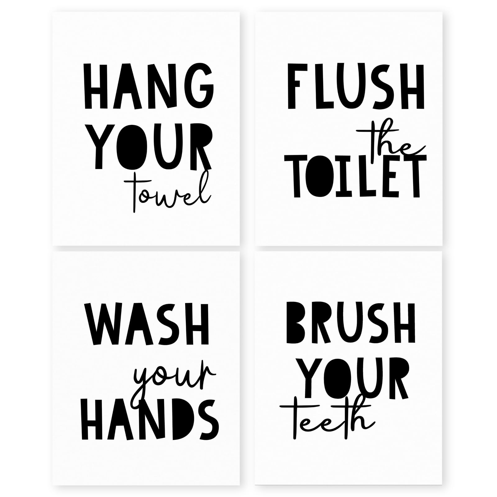 Amazon.com: HRQKO Wash Your Hands Bathroom Wall Art Poster Prints Set ...