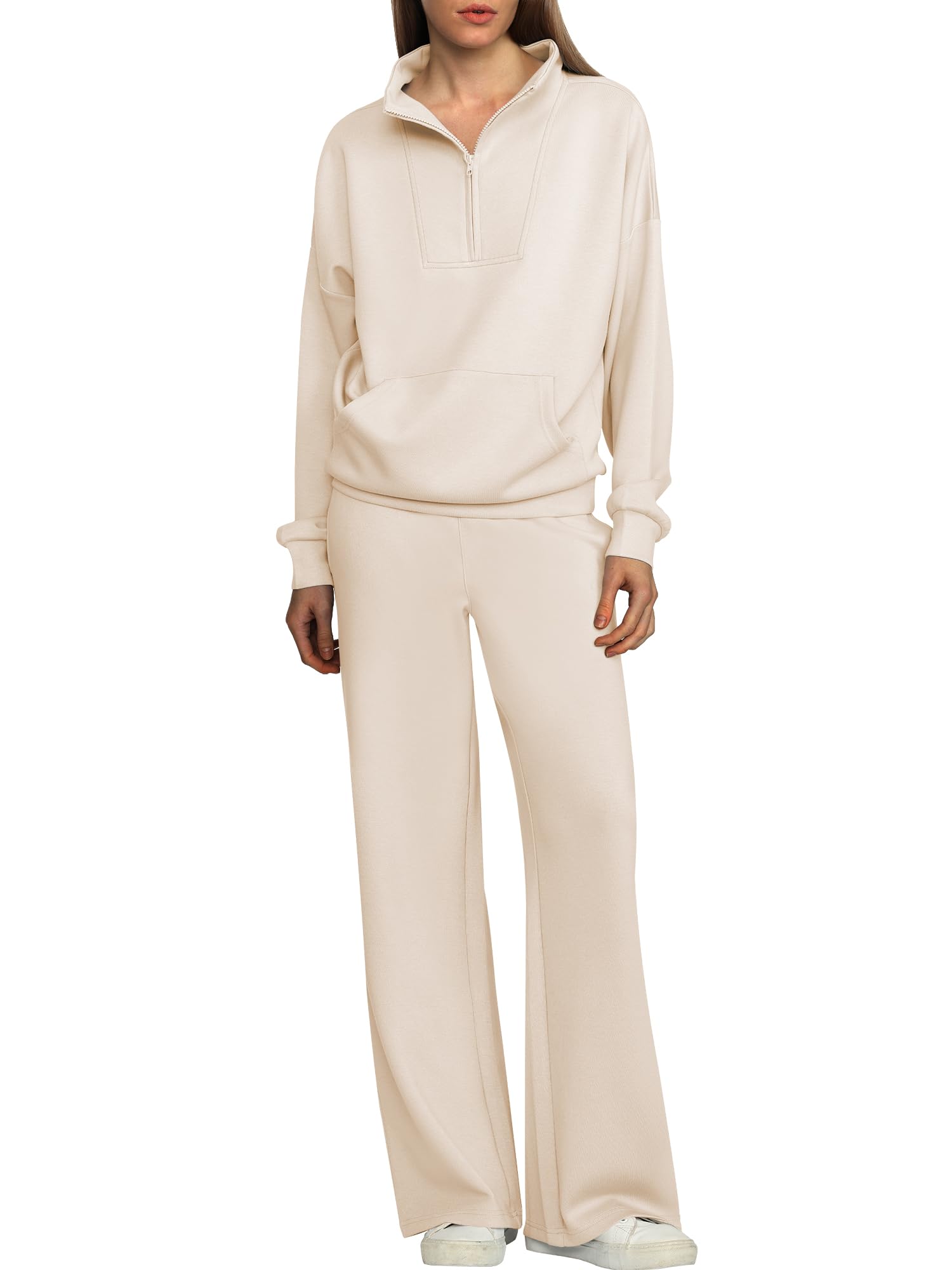 Amazon.com: ANRABESS Women 2 Piece Outfits Sweatsuit Quarter Zip ...