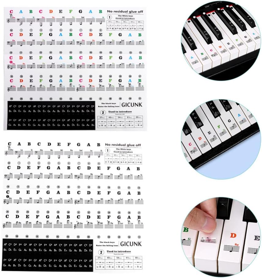 Buy ERINGOGO 2 Sheets of Piano Practice Sticker Piano Key Sticker Piano ...
