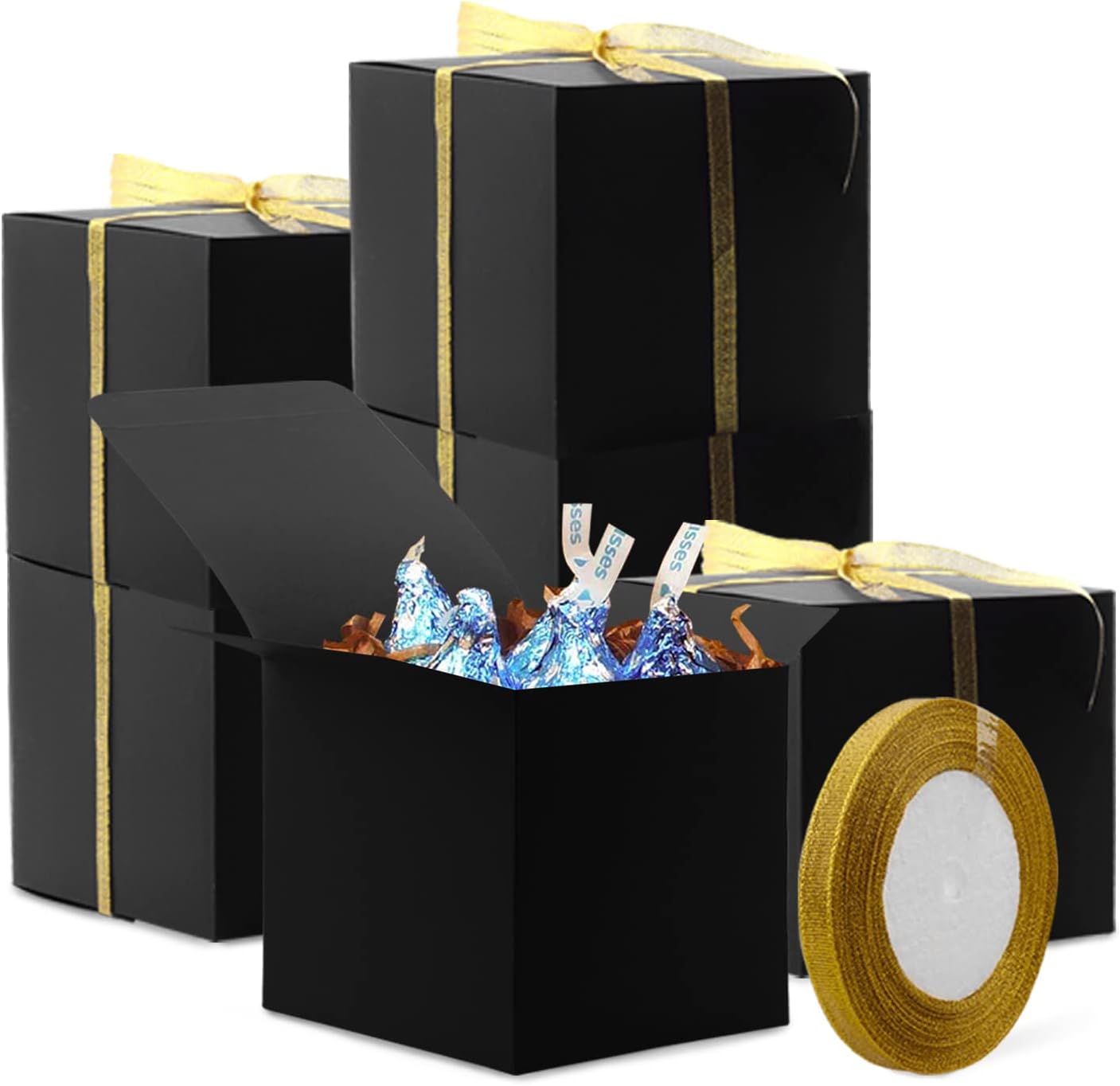 Amazon.com: Black Gift Box,25 Pack Gift Boxes with Lids Recycled Kraft ...