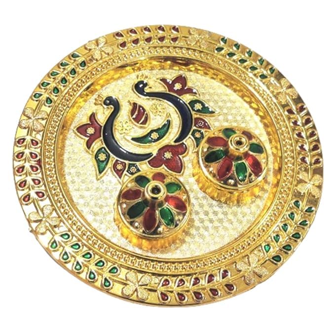 Avanti Creations Golden Meenakari Peacock Handcrafted Acrylic Pooja ...