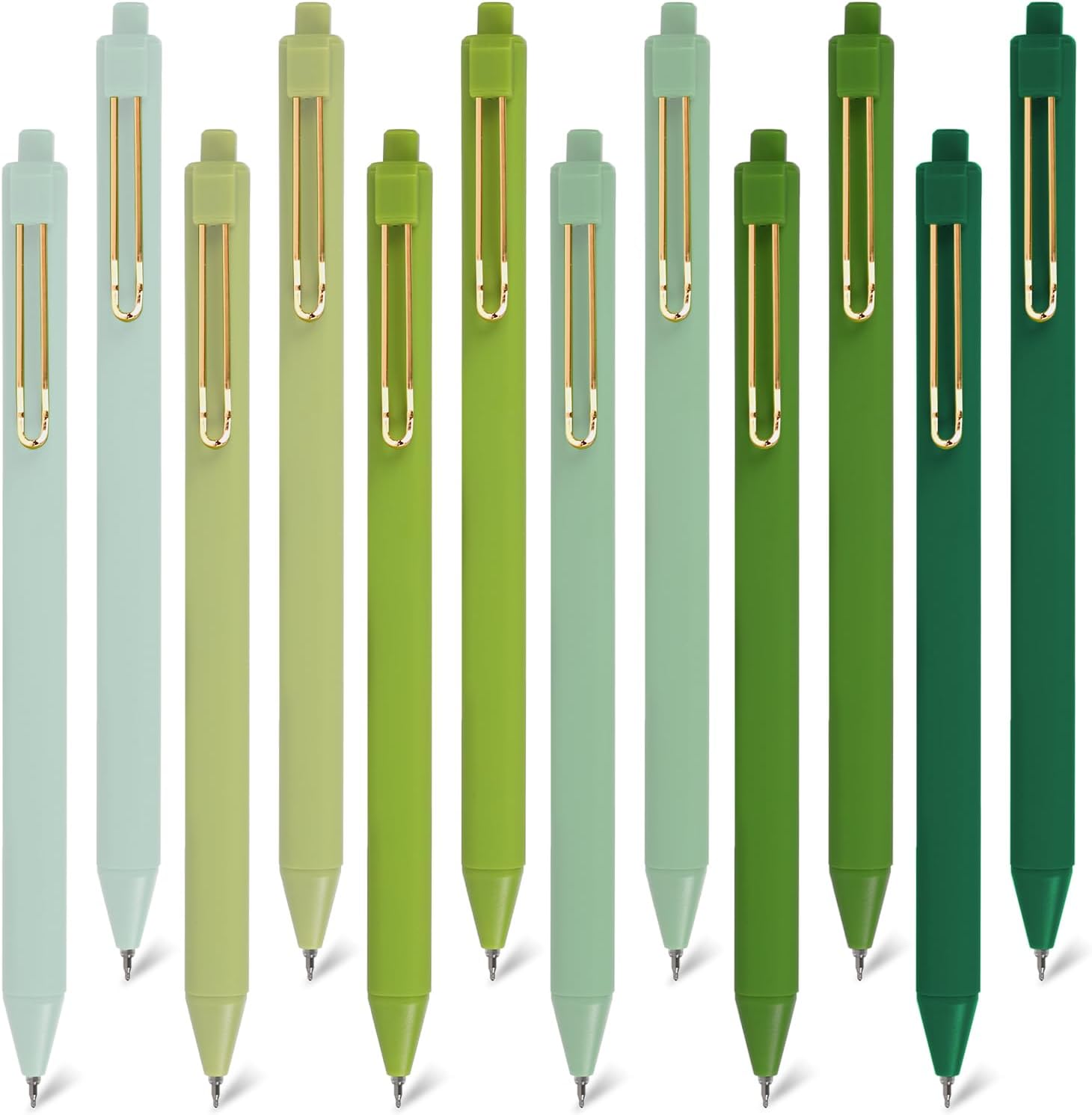 Amazon.com: Whaline 12Pcs Black Ink Gel Pens Gradient Green Retractable ...