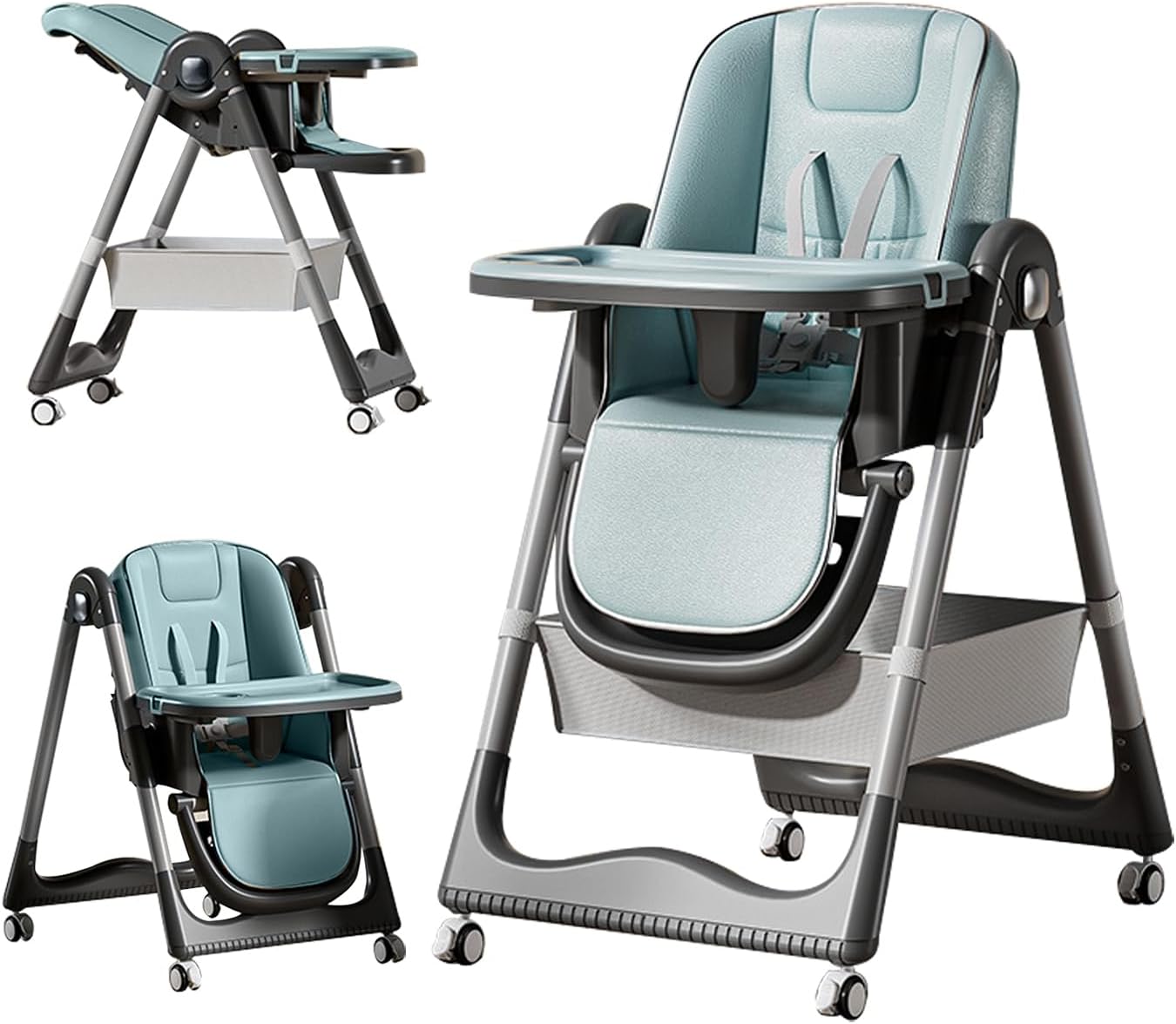 DMG Baby High Chair, 3-in-1 Portable High Chair with Wheels, 7-Height ...