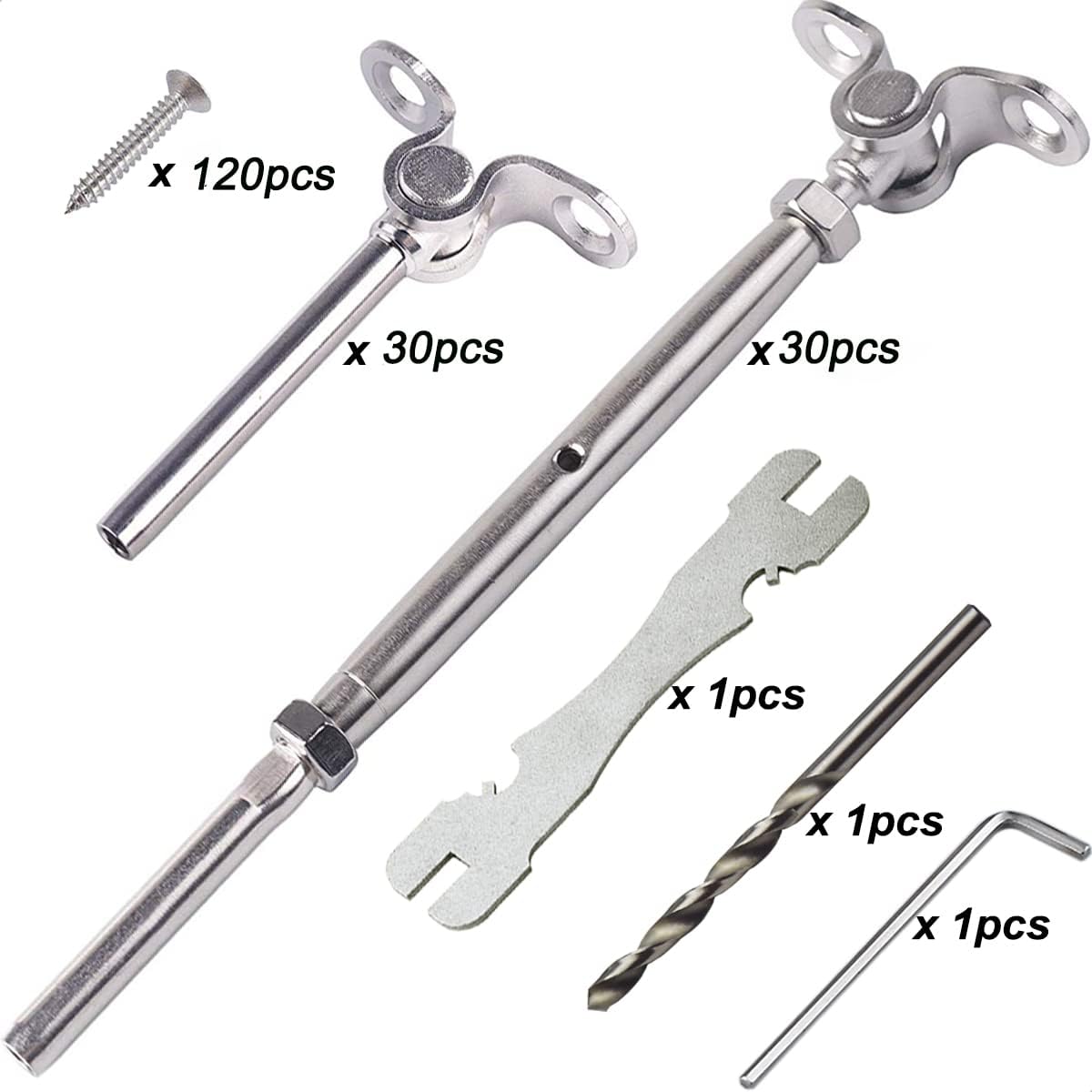 Snapklik.com : Cable Railing Hardware, 30 Pairs Steel Cable Railing Kit ...