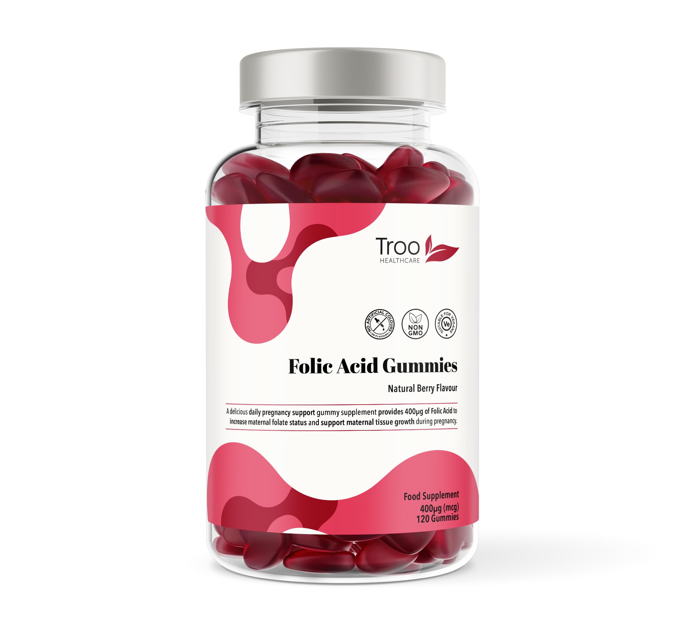 Folic Acid 400μg Gummy Prenatal Supplement - 120 Natural Berry Flavour ...