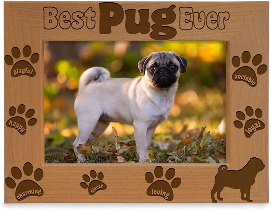 Amazon.com - KATE POSH - Best Pug Ever Engraved Natura Wood Picture ...