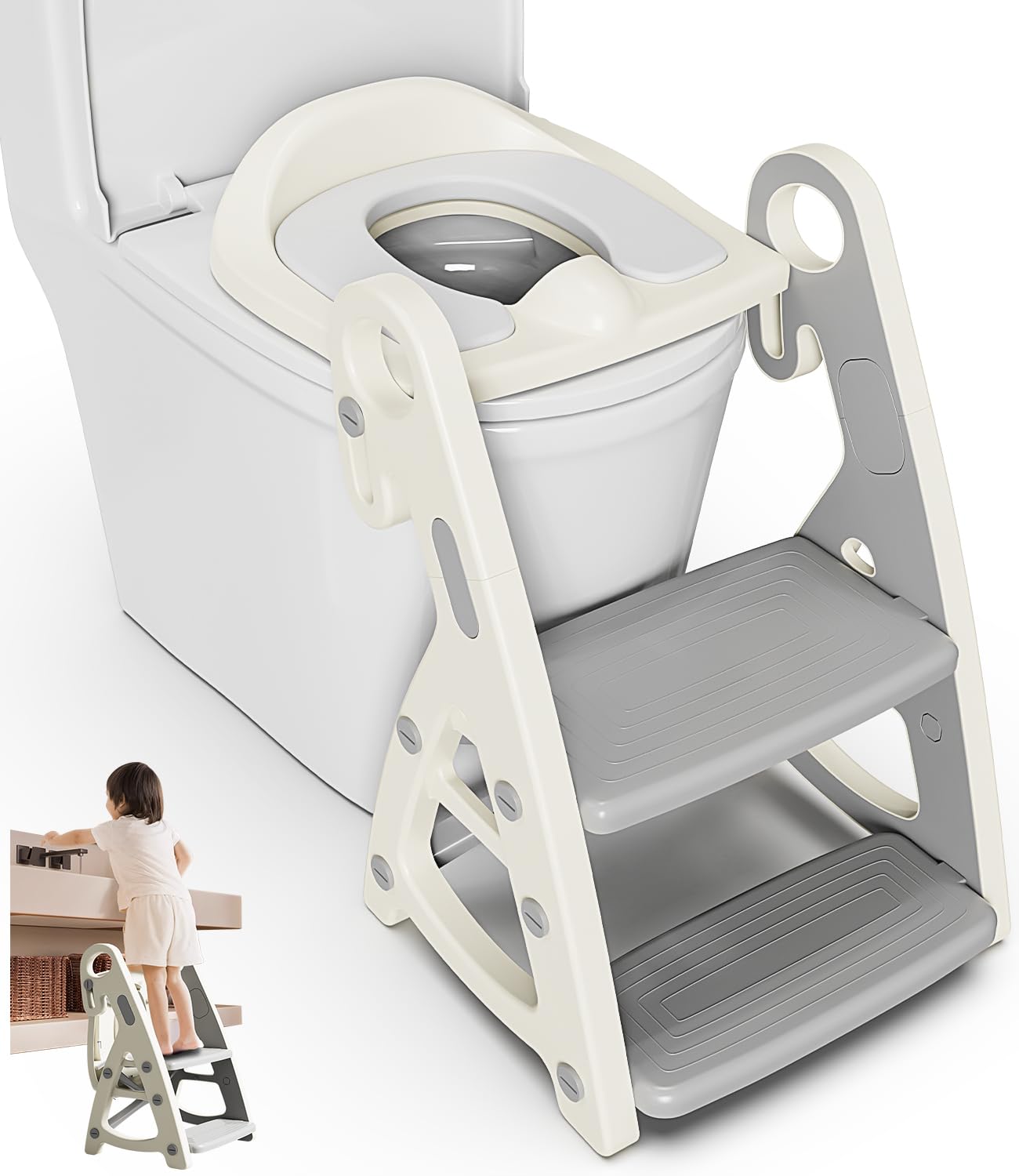 Riduttore WC per Bambini con Scaletta, 2 in 1 Riduttore WC & Sgabello ...