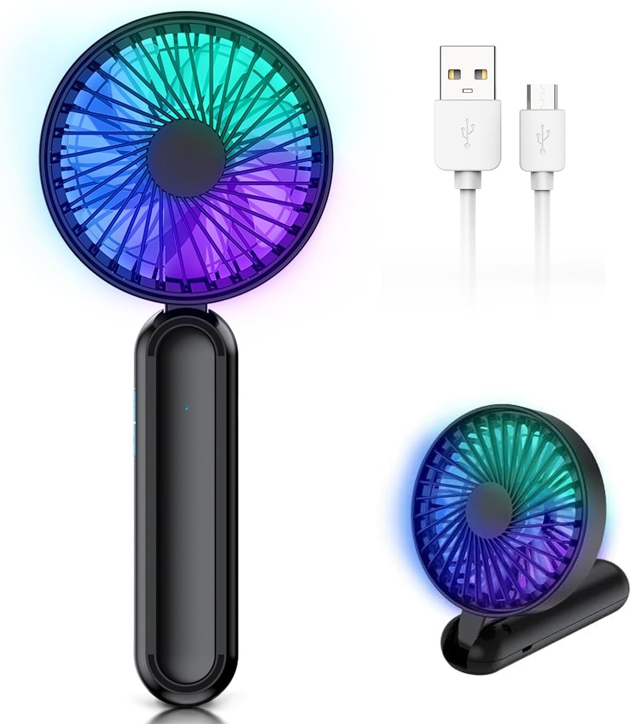 Amazon.com: Light Up LED Mini Handheld Fan with Black Handle : Home ...