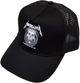 Metallica in Vertigo Skull Official Black Snapback Trucker Hat Black at ...