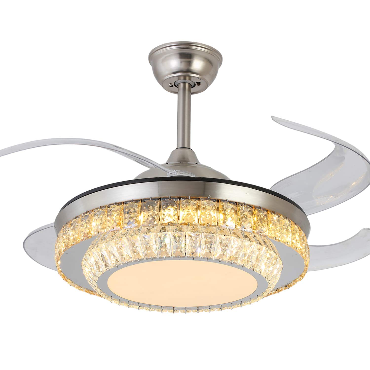 NUTCRUST Retractable Ceiling Fan with Light and Bluetooth Speaker ...