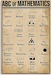 Abc Of Mathematics Metal Signs Vintage Classroom Wall Decor Math ...