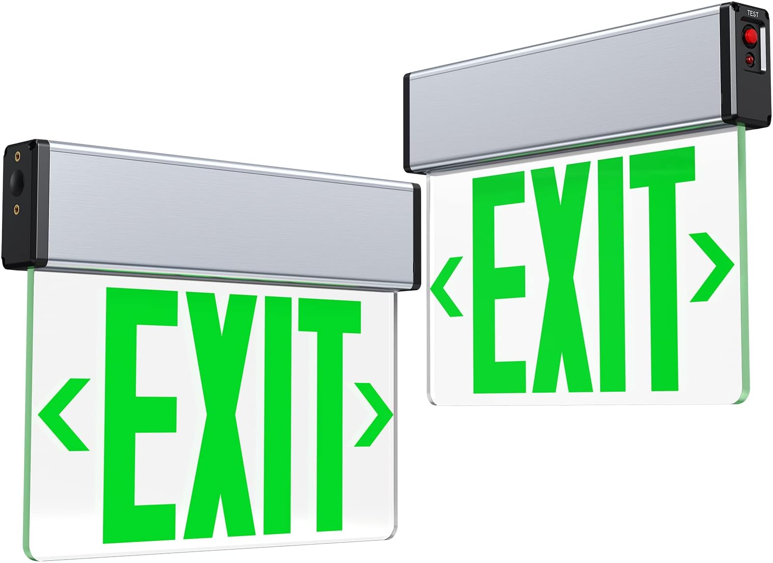 Green LED Edge Lit Exit Sign Brushed Aluminum Housing, UL Listed ...