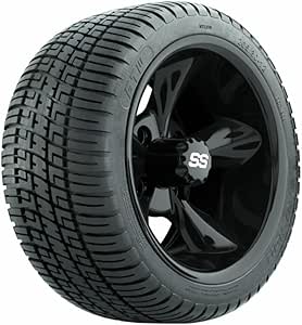 Amazon.com: GTW 12 Inch Golf Cart Wheels and Tires Combo | Godfather Gloss Black Wheels on 205/ ...