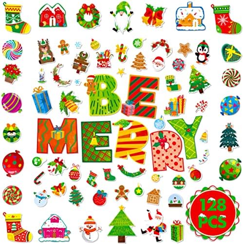 Amazon.com : 128 PCS Christmas Cutouts, Merry Xmas Decor Penguin Gloves ...