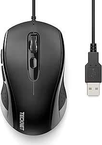 TECKNET Maus mit Kabel, 6400DPI Optical Business Mouse Ergonomische ...